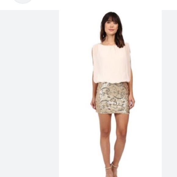 b.sharp | Dresses | Chic Cream And Gold Mini Dress | Poshmark